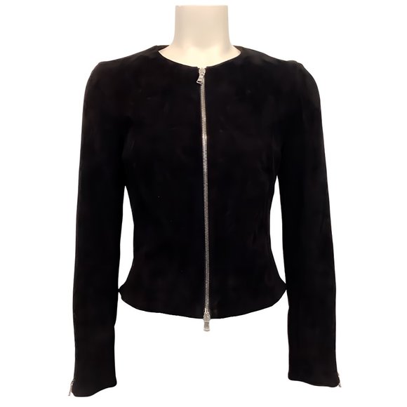 Susan Bender | Jackets & Coats | Susan Bender Black Suede Cropped Zip ...